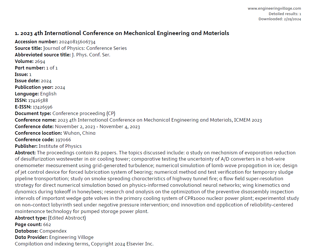 第六届机械工程与材料科学国际学术研讨会-2025 6th International Conference on Mechanical ...